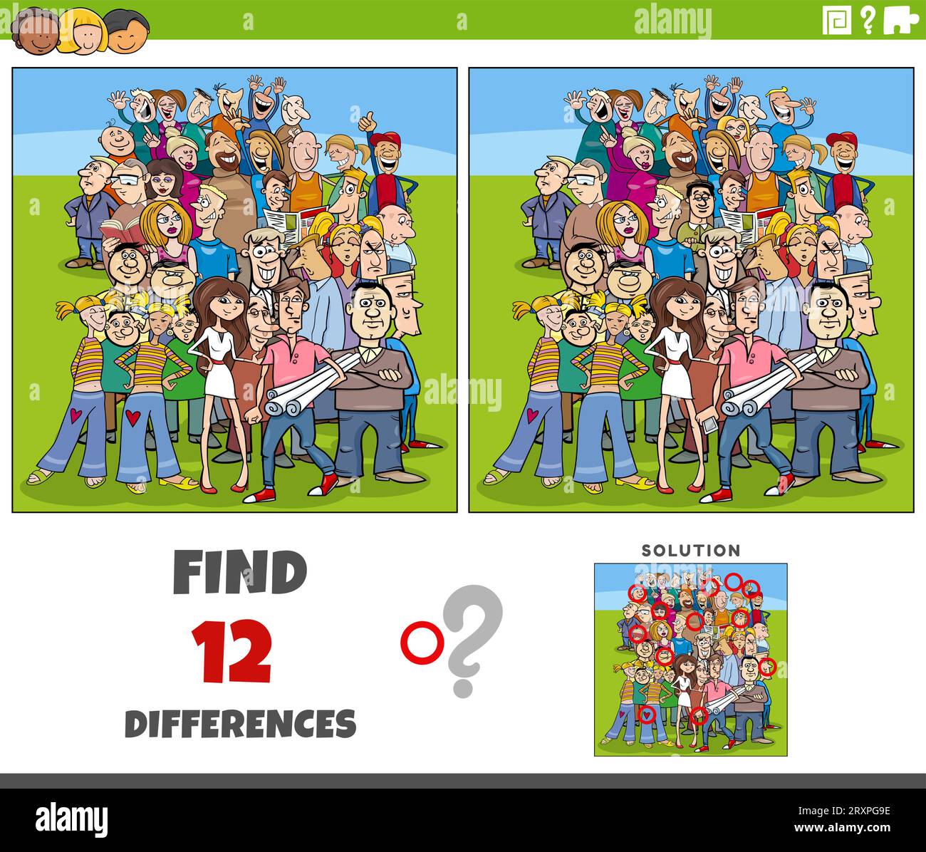 Cartoon illustration of finding the differences between pictures ...