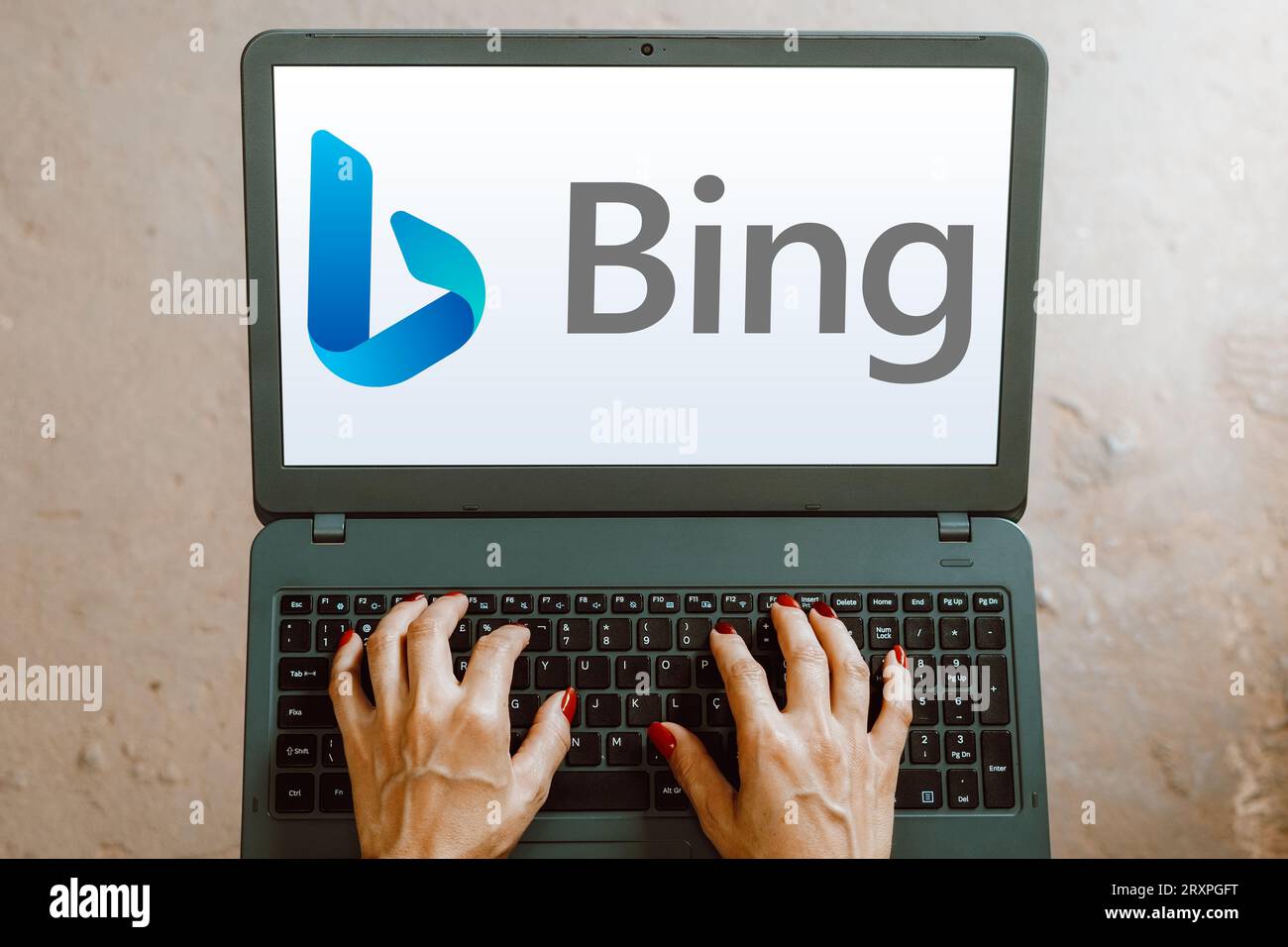 In this photo illustration, the Microsoft Bing logo is displayed on a ...