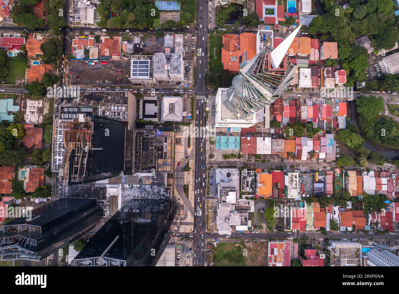 Beautiful aerial view of Panama City, its skyscraper buildings, the ...