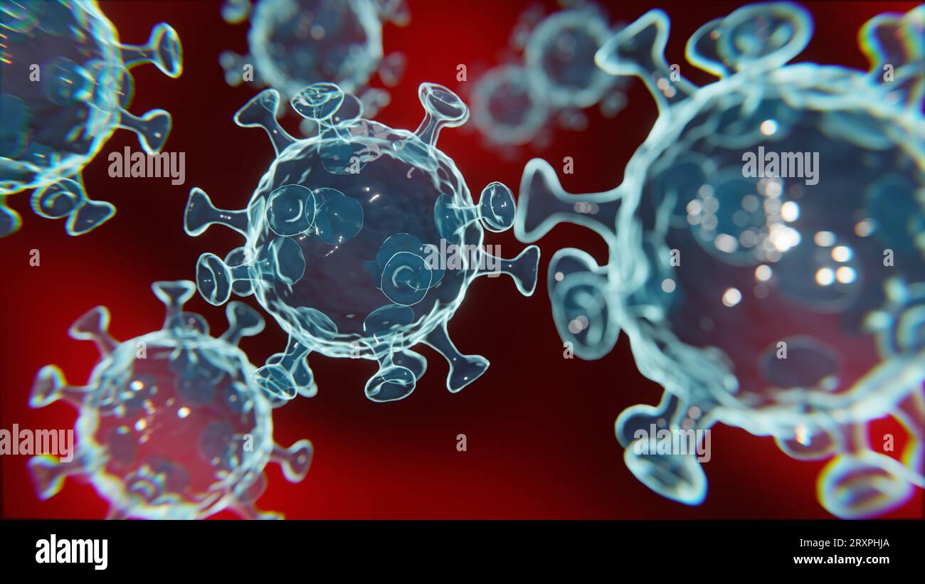 Virus Particles on Red Cell Background, 3D rendering Stock Photo - Alamy