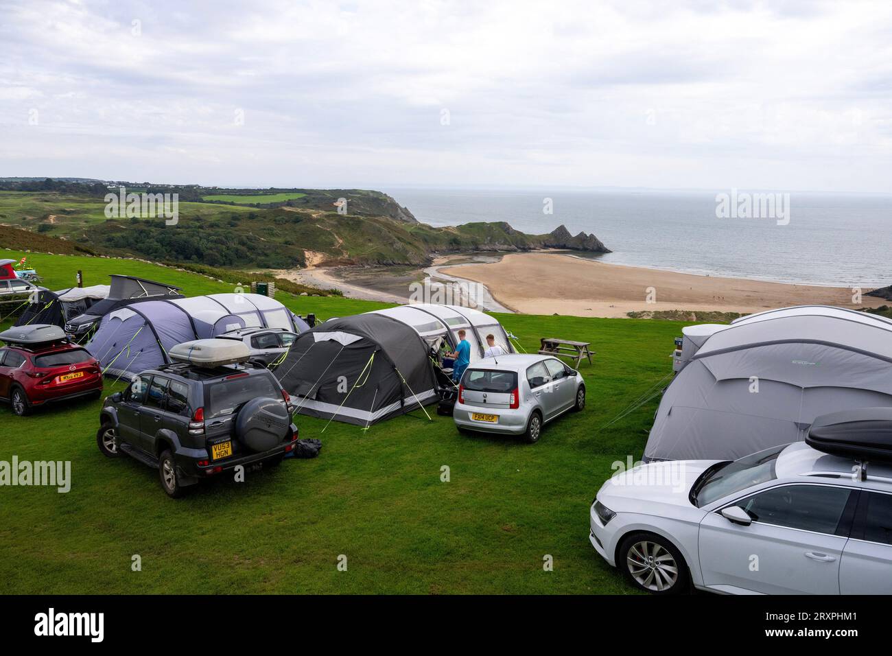 Three Cliffs Bay Holiday Park, Gower Peninsula, South Wales Stock Photo ...