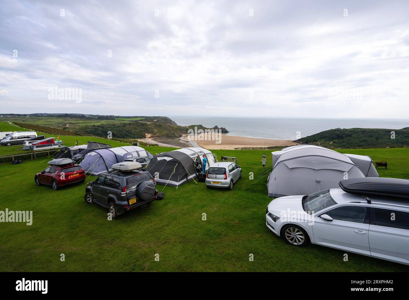 Three Cliffs Bay Holiday Park, Gower Peninsula, South Wales Stock Photo ...