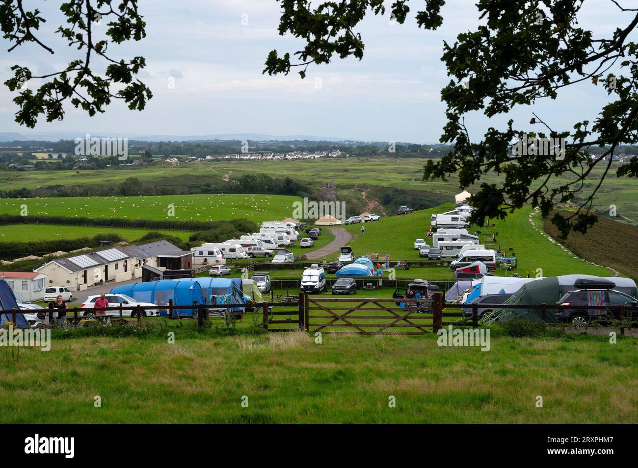 Three Cliffs Bay Holiday Park, Gower Peninsula, South Wales Stock Photo ...