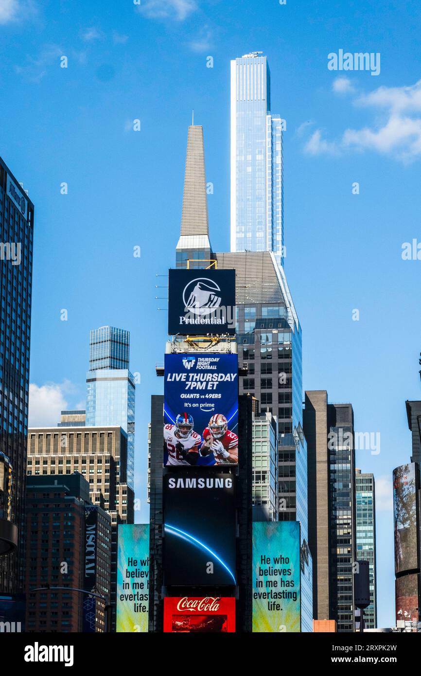 Times Square is lit with electronic billboards, New York City, 2023 ...