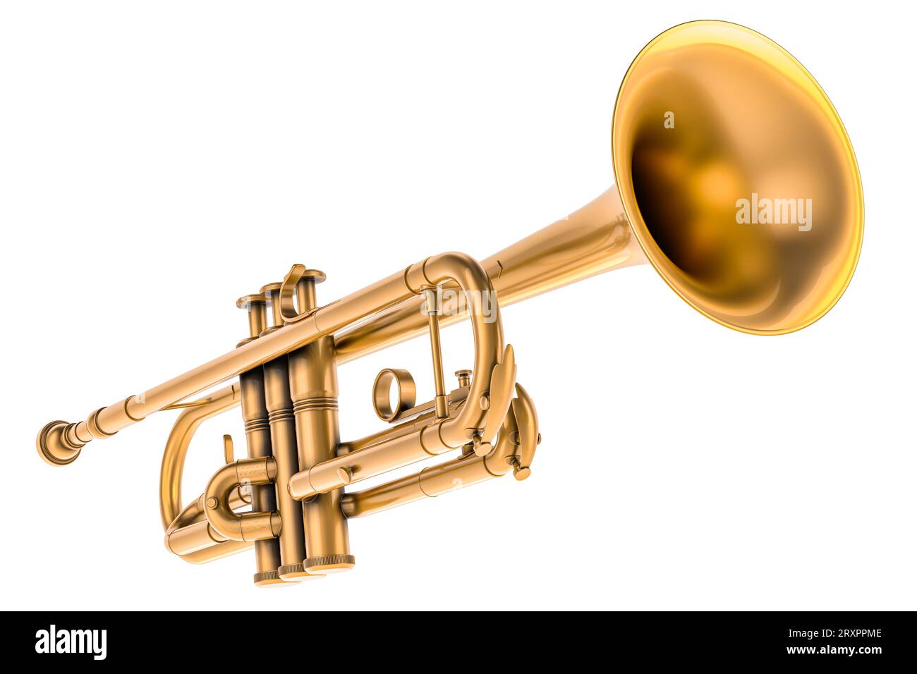 Trumpet, musical instrument. 3d rendering isolated on white background ...