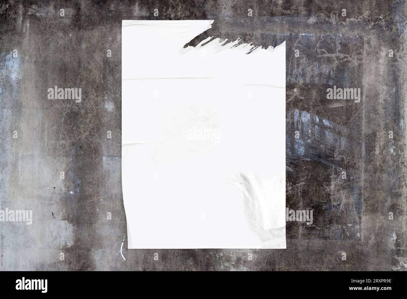 Full-frame weathered concrete wall with a blank poster Stock Photo - Alamy
