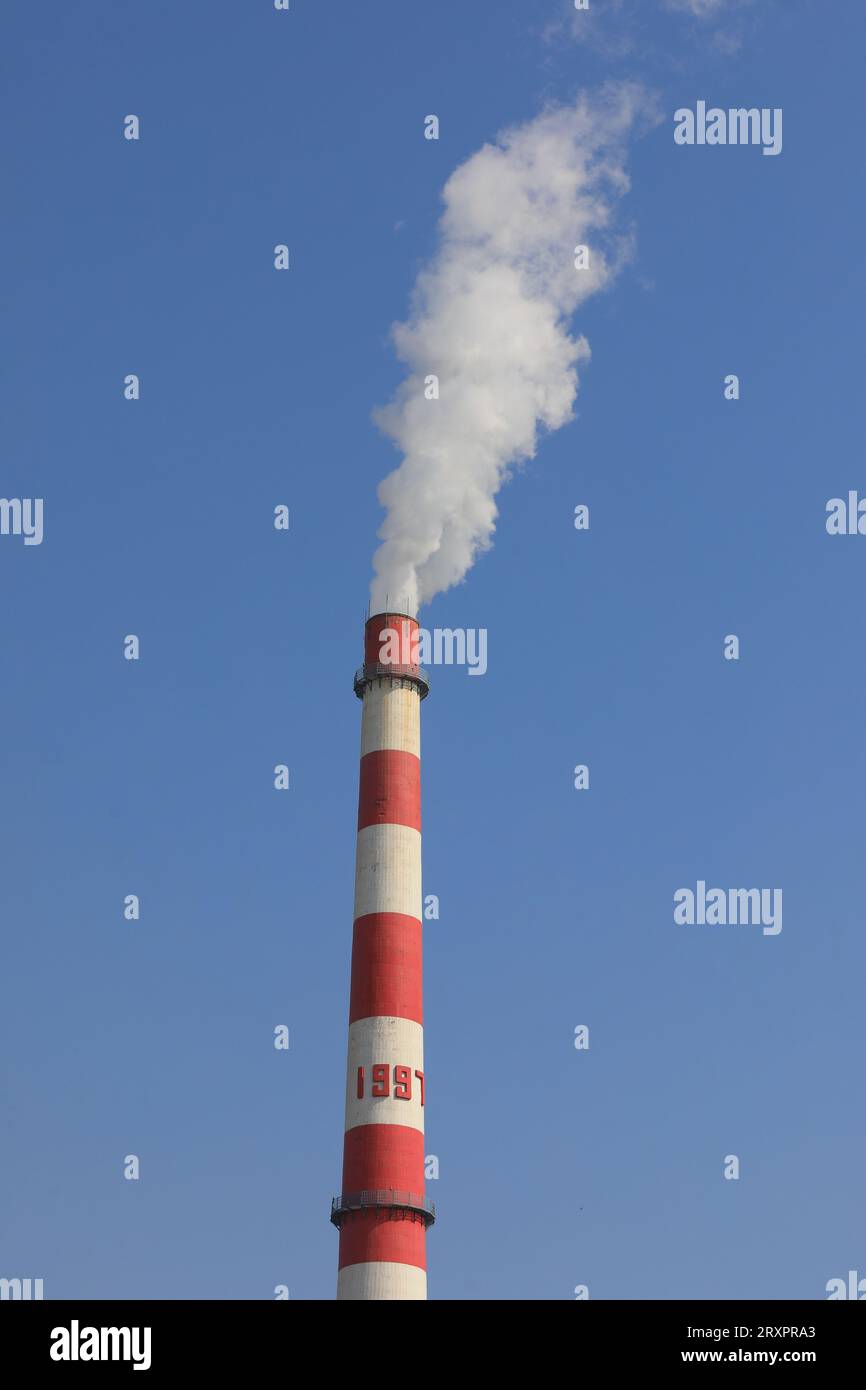 Industrial building chimneys, pollution-free emissions Stock Photo - Alamy