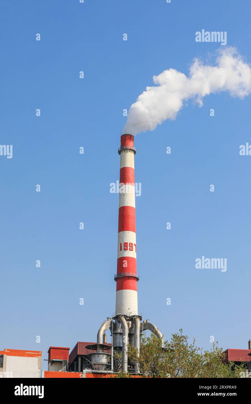 Industrial building chimneys, pollution-free emissions Stock Photo - Alamy