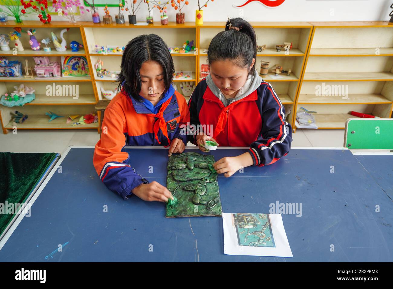 Luannan County, China - April 25, 2023: Elementary school students are ...