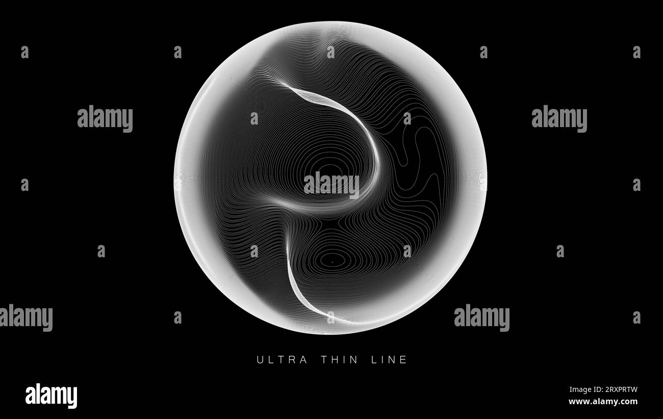 Ultra thin line fluid geometry. Dynamic vector distorted spheres Stock ...