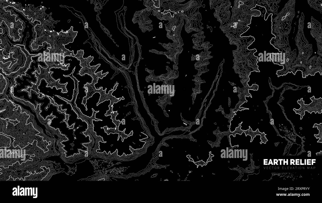 Vector abstract earth relief map. Generated conceptual elevation map ...