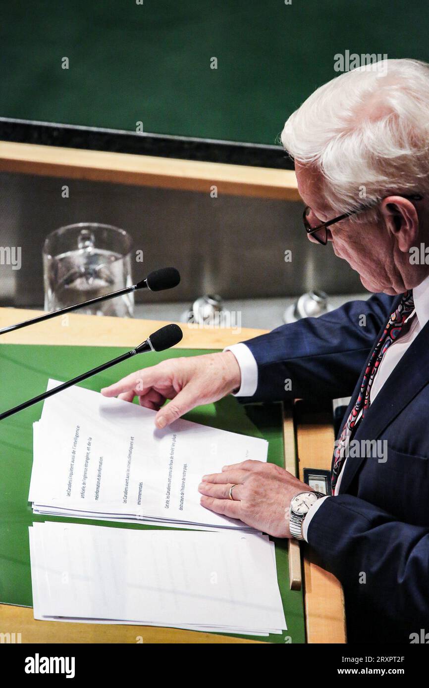 New York, New York, USA. 26th Sep, 2023. Canadian Ambassador to the UN ...