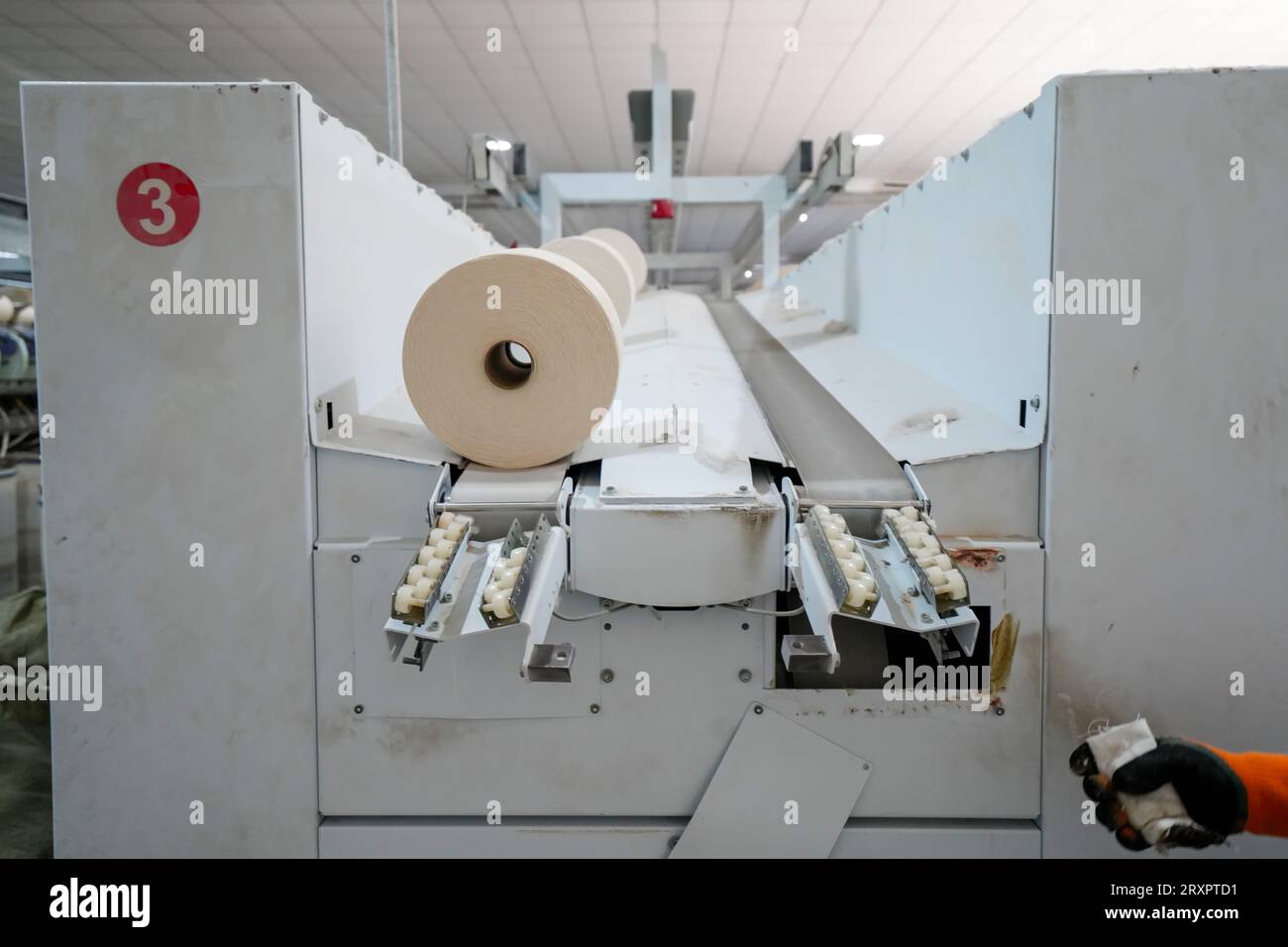 Cotton spinning machinery and equipment on the production line Stock ...