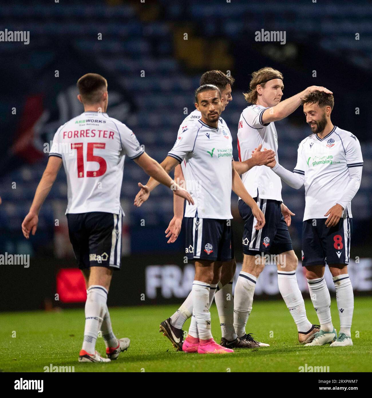 Josh Sheehan #8 of Bolton Wanderers celebrates his goal with team-mates ...