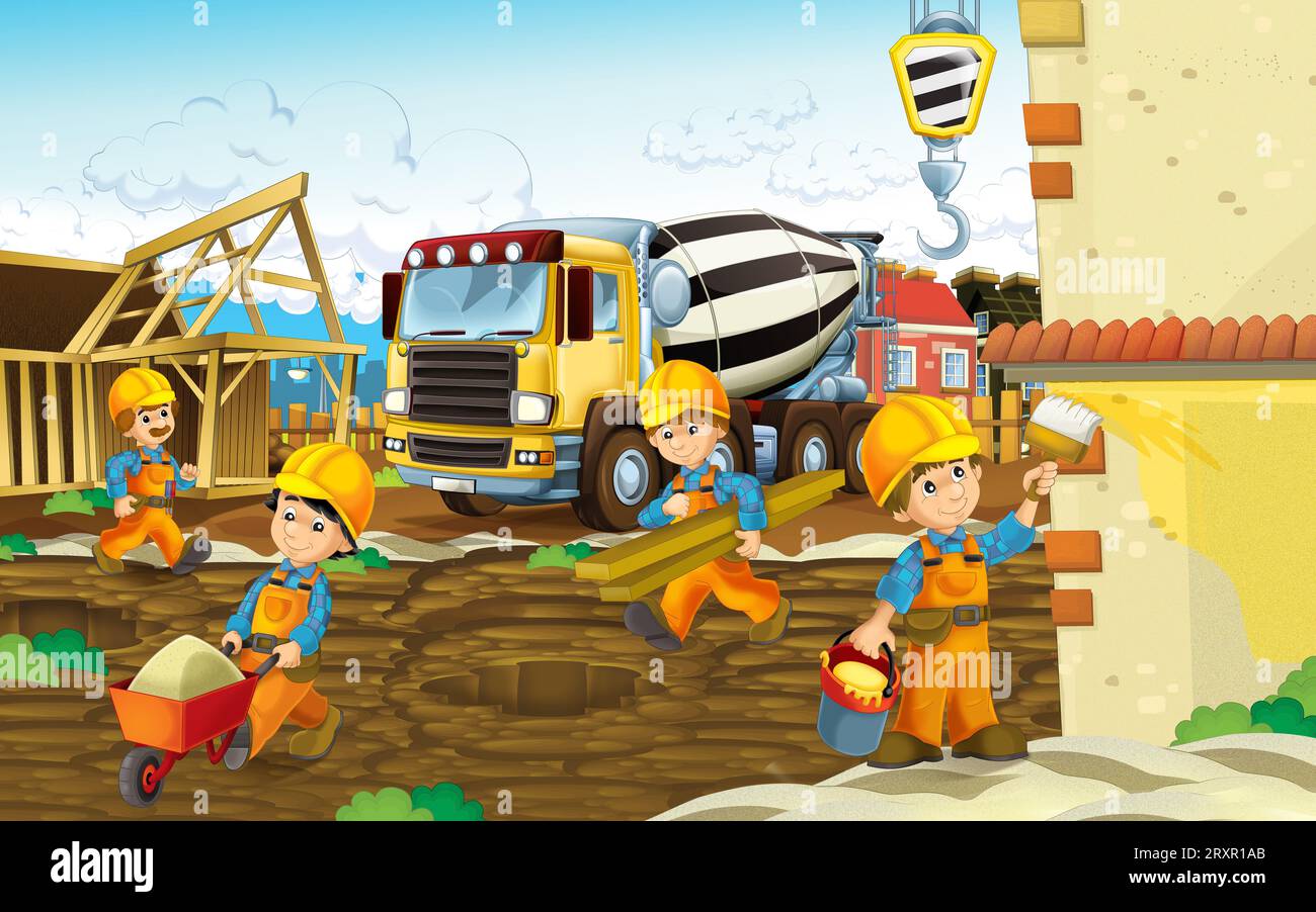 cartoon scene with industry construction site with gear or ...