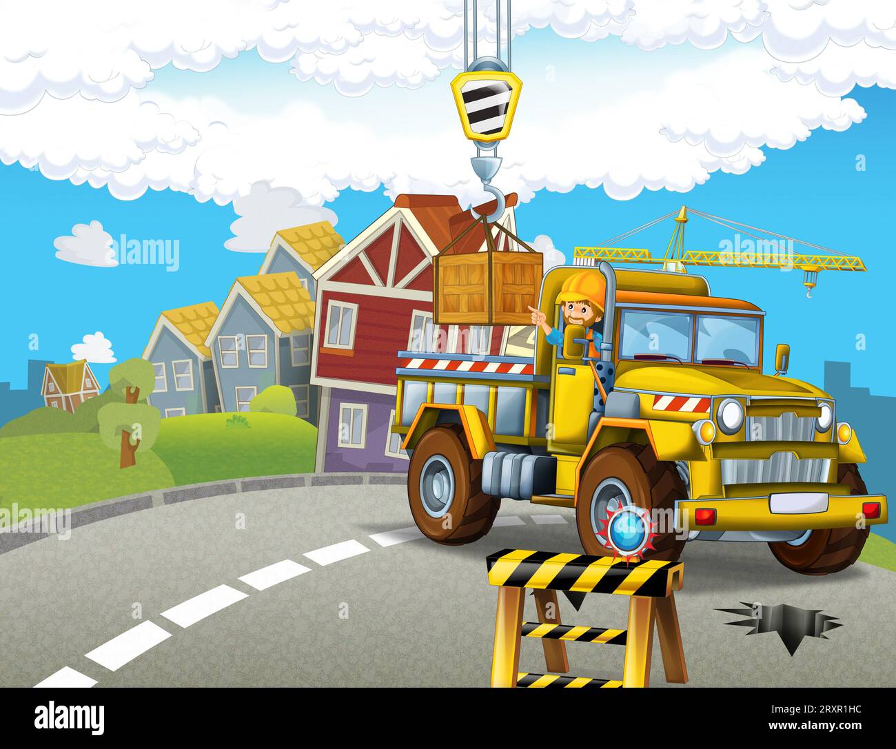 cartoon scene with industry construction site with gear or ...