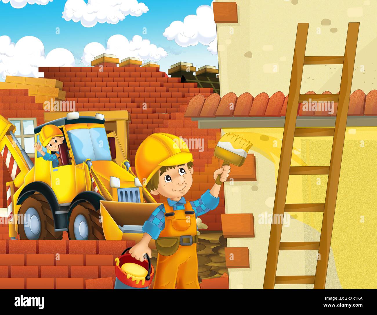 cartoon scene with industry construction site with gear or ...
