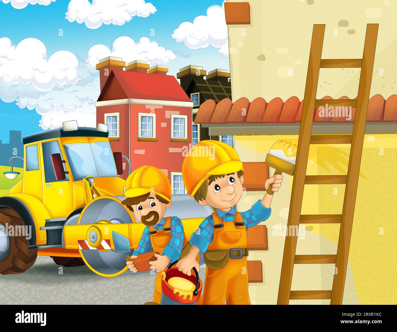cartoon scene with industry construction site with gear or ...