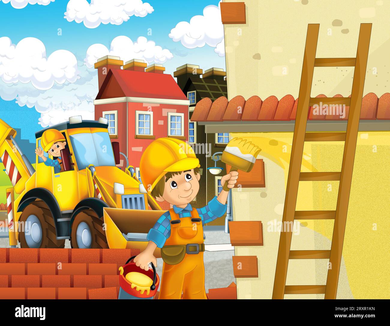 cartoon scene with industry construction site with gear or ...