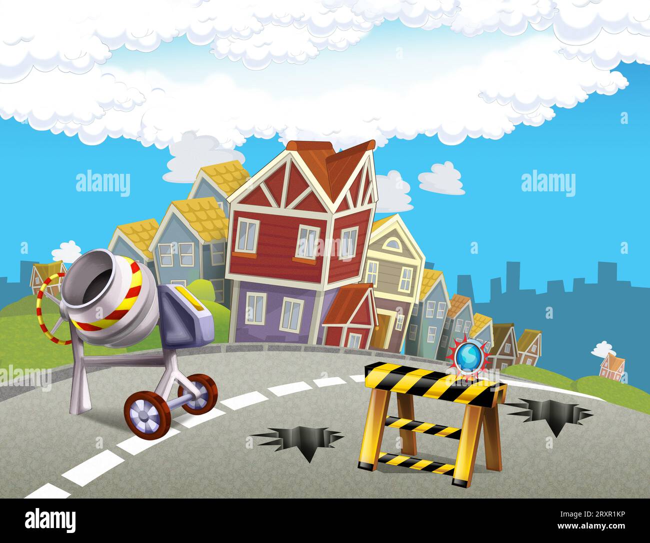 cartoon scene with industry construction site with gear or ...