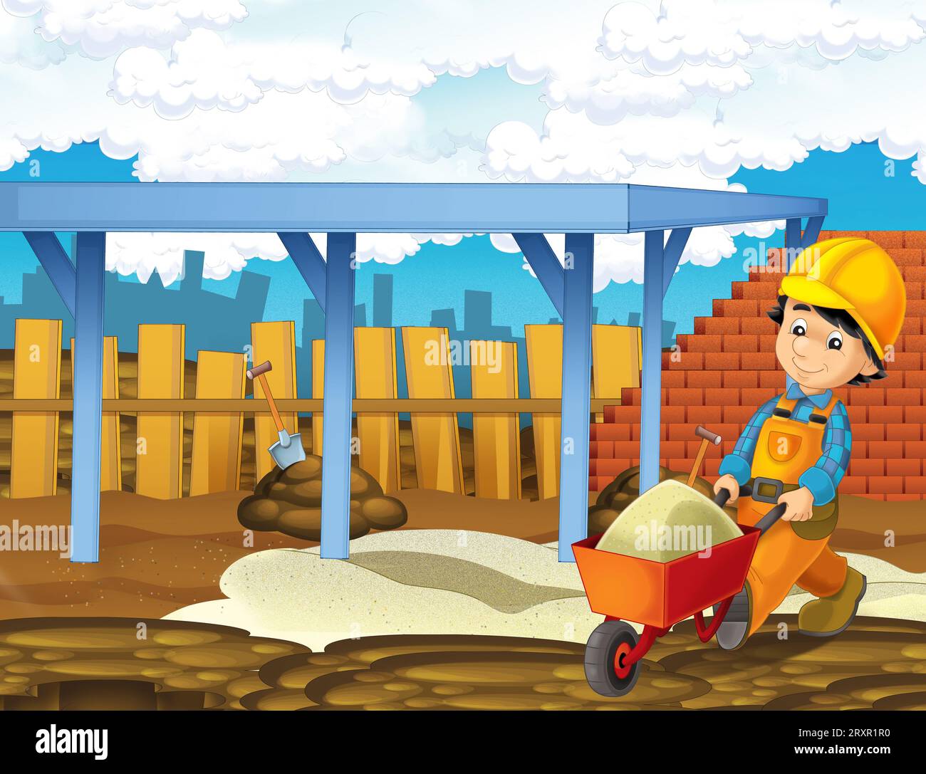 cartoon scene with industry construction site with gear or ...