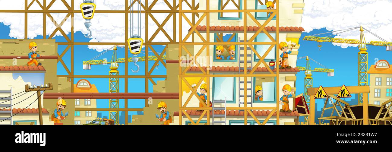 cartoon scene with industry construction site with gear or ...