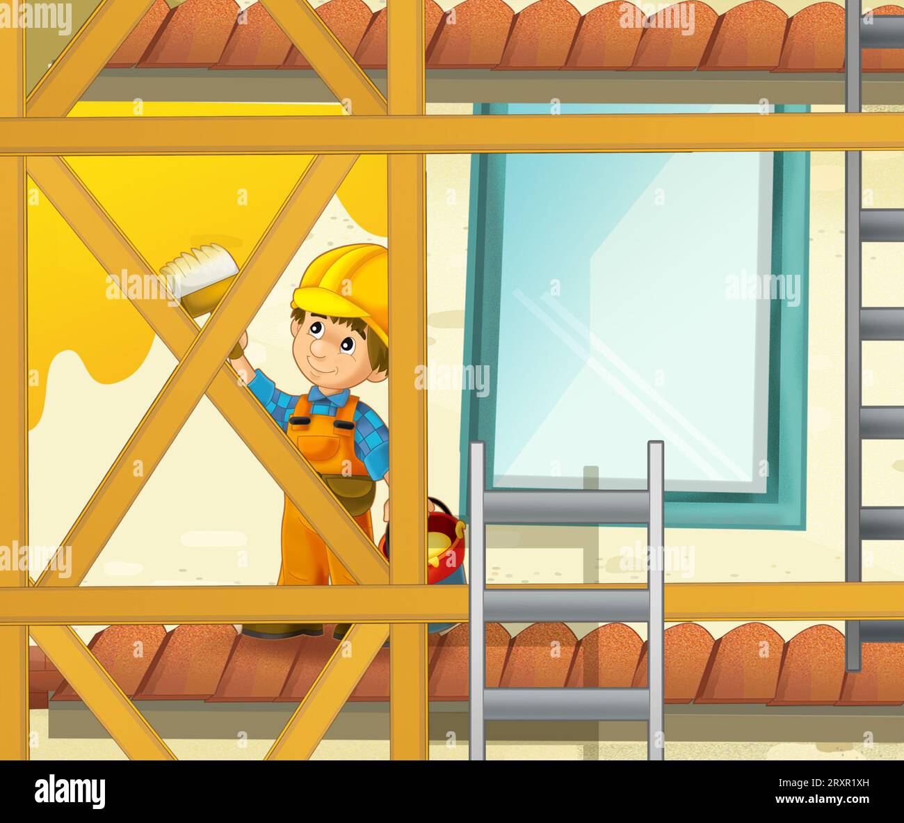 cartoon scene with industry construction site with gear or ...