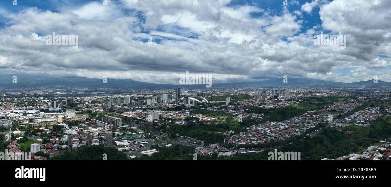 Aerial view of La Sabana Park, Costa Rica National Stadium and San Jose ...