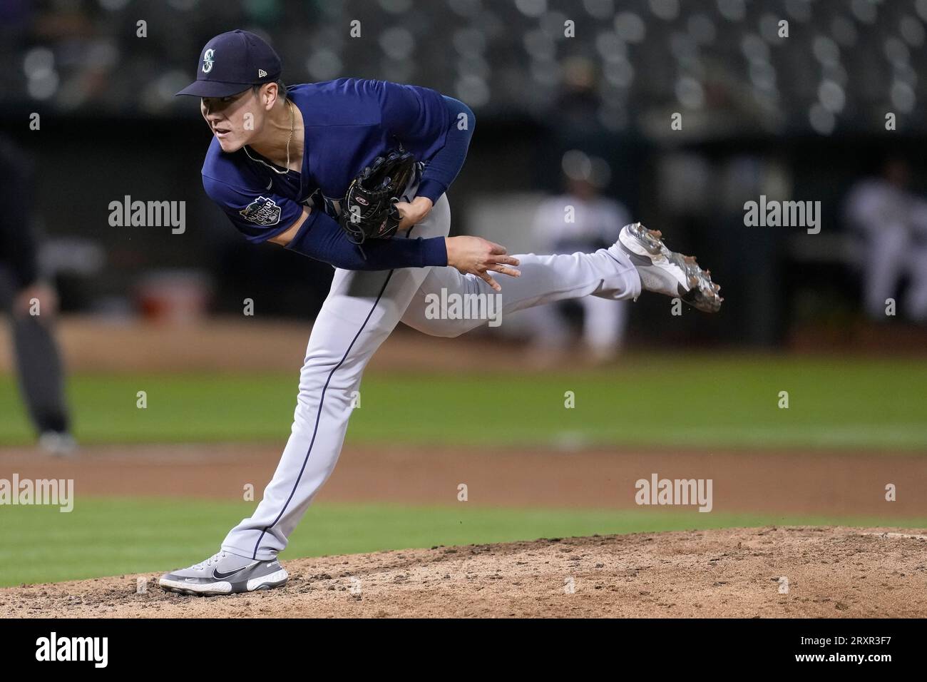 Seattle Mariners pitcher Bryan Woo during a baseball game against the ...