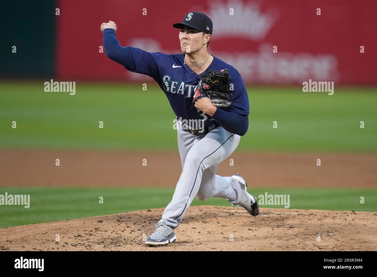 Seattle Mariners pitcher Bryan Woo during a baseball game against the ...