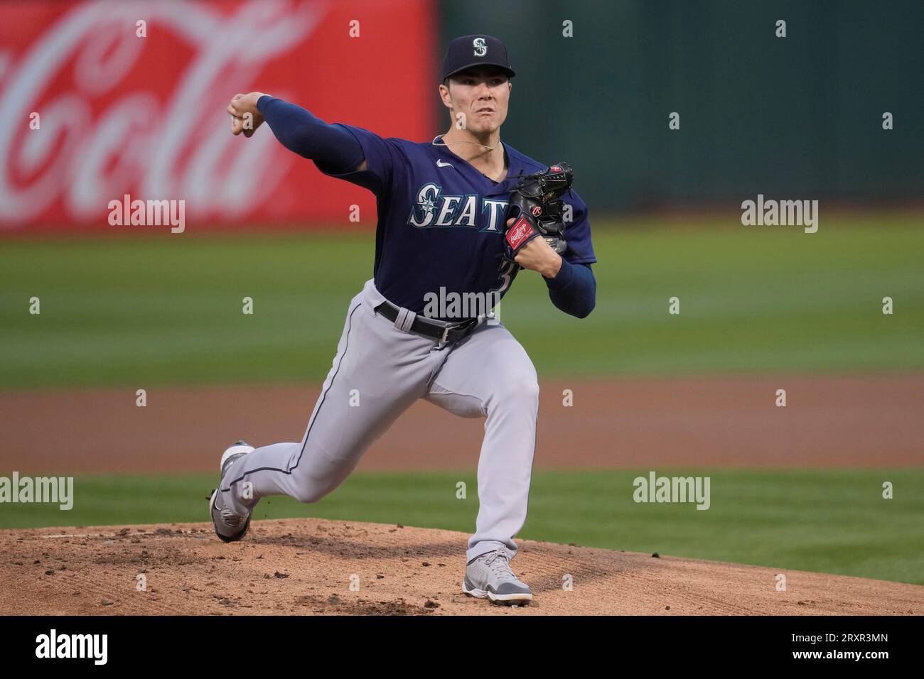 Seattle Mariners pitcher Bryan Woo during a baseball game against the ...