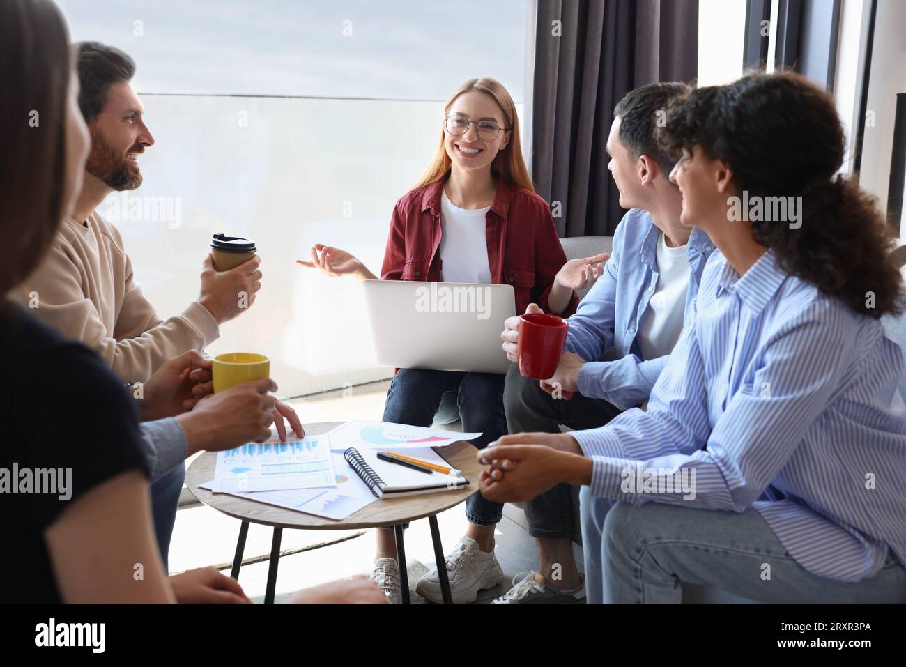 Team of employees working together in office. Startup project Stock ...