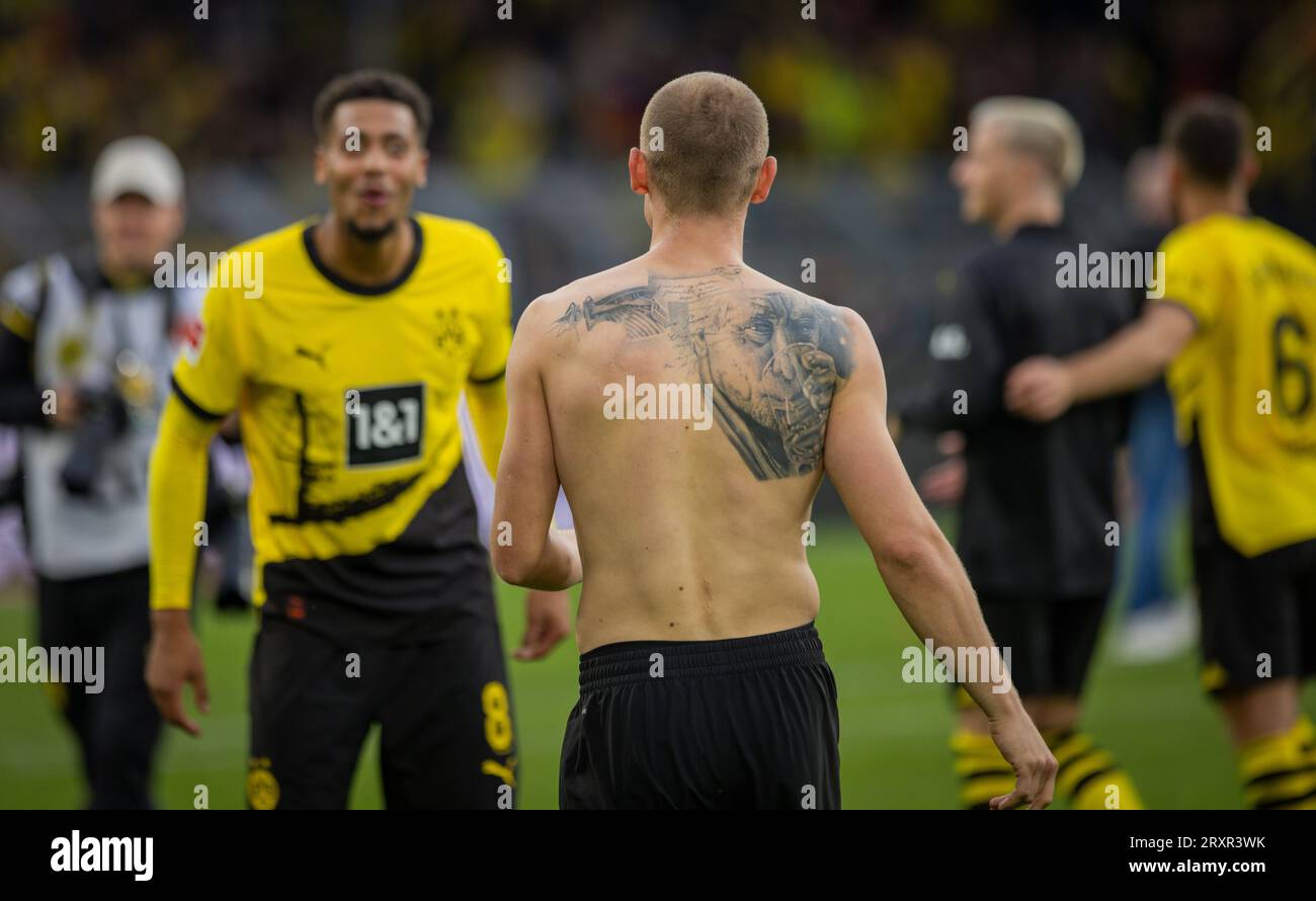 Dortmund, Germany. 23rd Sep 2023. Tattoo von Julian Ryerson (BVB ...