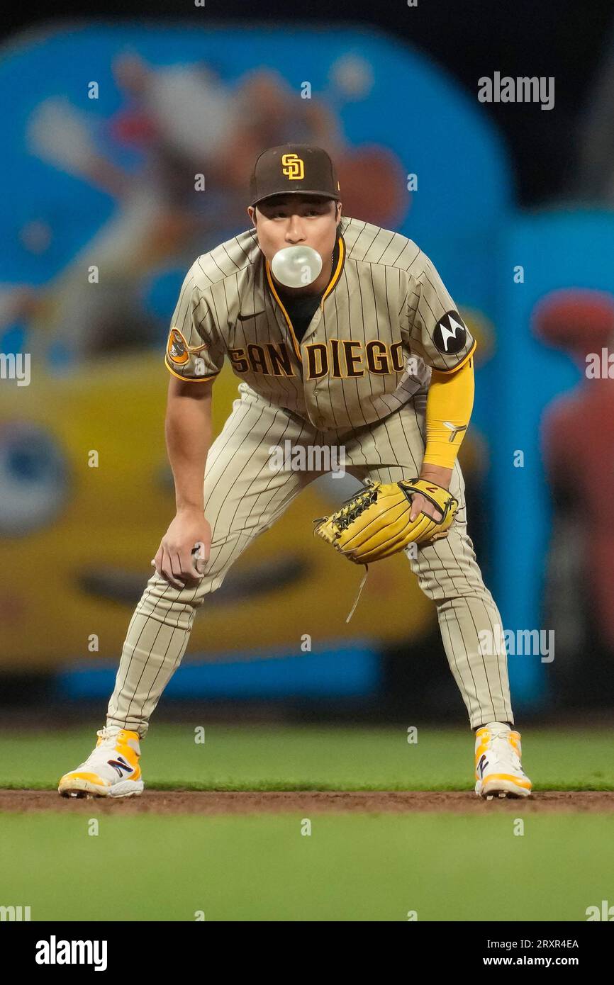 San Diego Padres' Ha-Seong Kim during a baseball game against the San ...