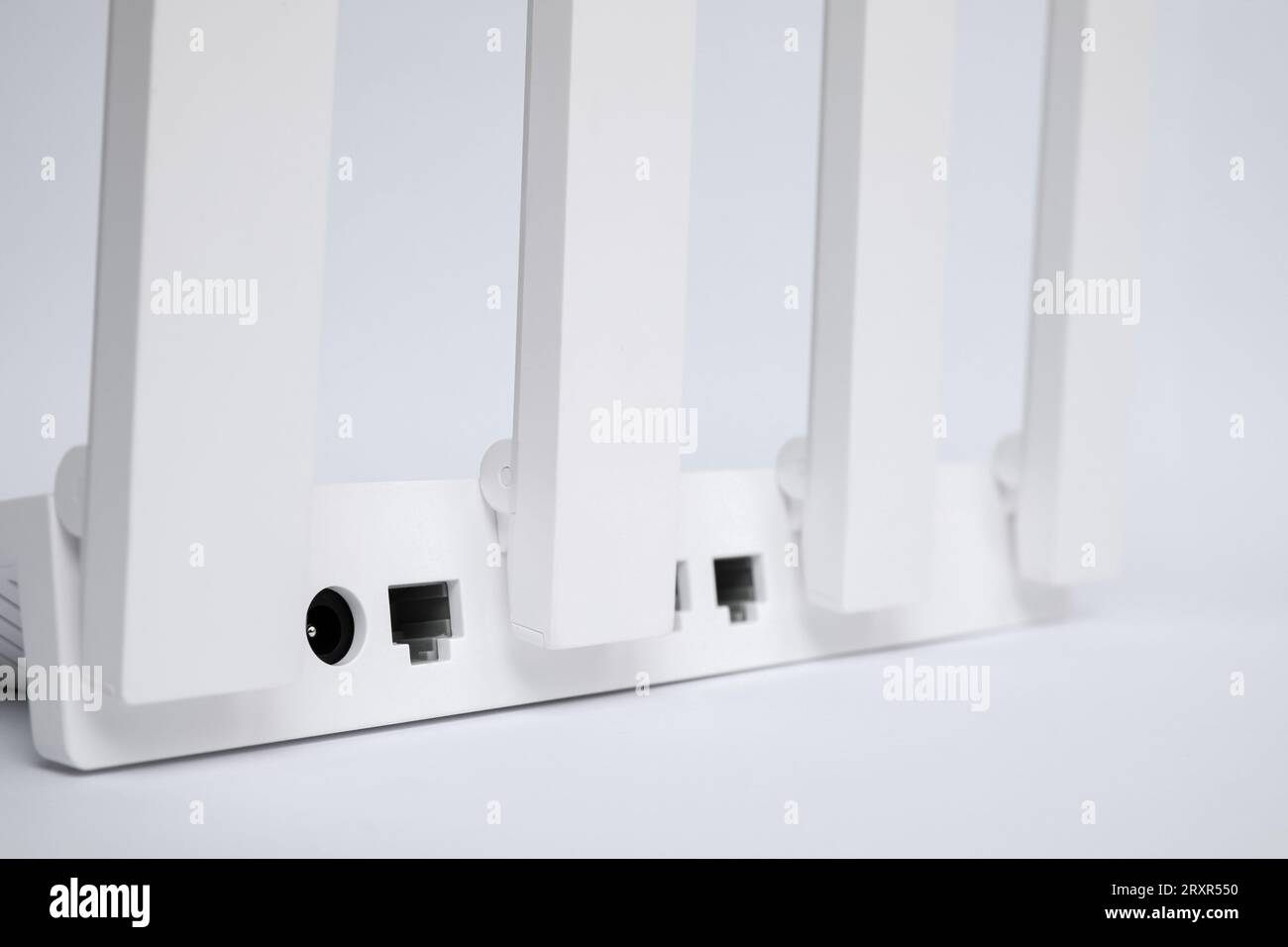 One modern Wi-Fi router on white background, closeup Stock Photo - Alamy