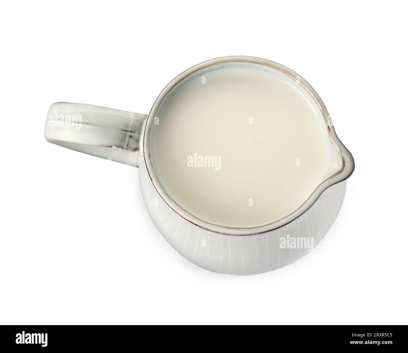 One jug full of fresh milk isolated on white, top view Stock Photo - Alamy