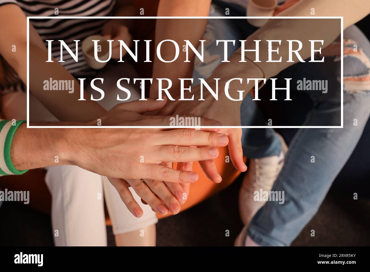 Partnership, union and cooperation. People joining hands together ...