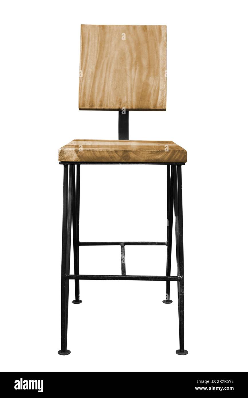 Modern wooden chair steel legs isolated on white background, work with ...