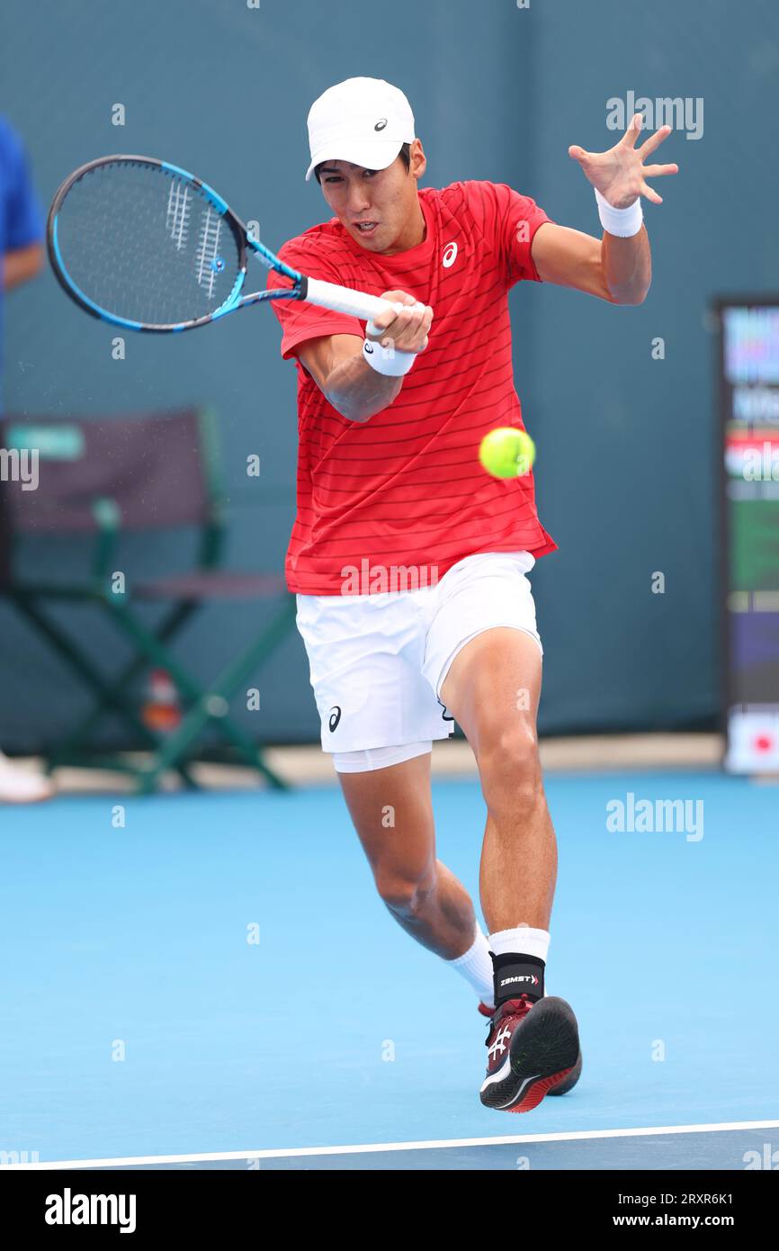 Hangzhou, China. 26th Sep, 2023. Yosuke Watanuki (JPN) Tennis : Men's Singles 3rd Round at ...