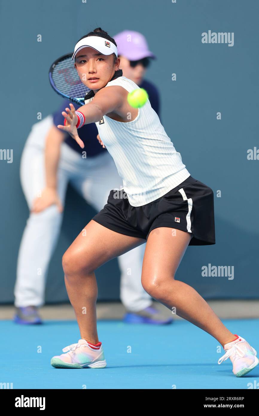 Hangzhou, China. 26th Sep, 2023. Kyoka Okamura (JPN) Tennis : Women's Singles 3rd Round at ...
