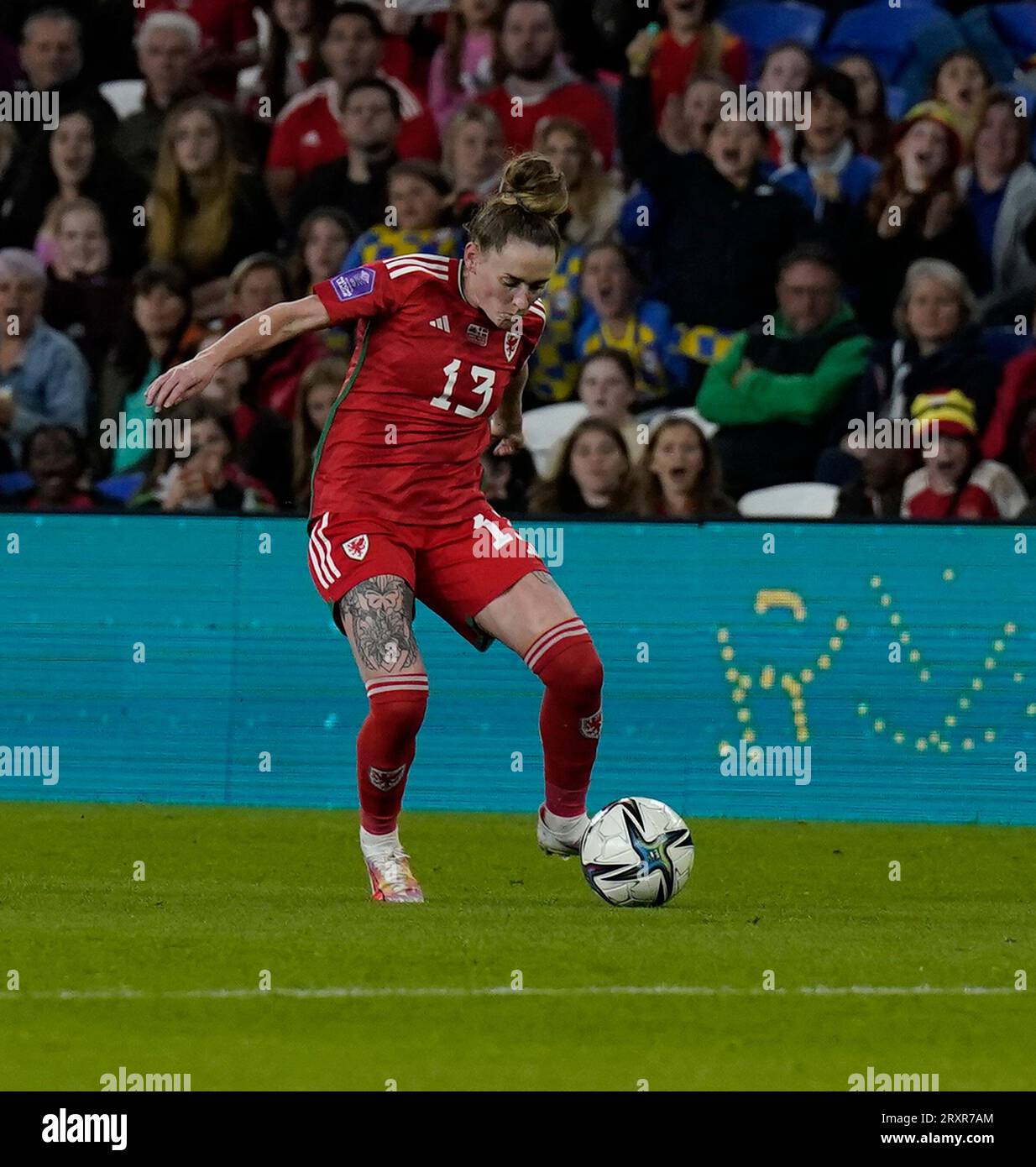Cardiff,UK, 26 Sep 2023 Rachel Rowe (Wales) in action during the UEFA ...