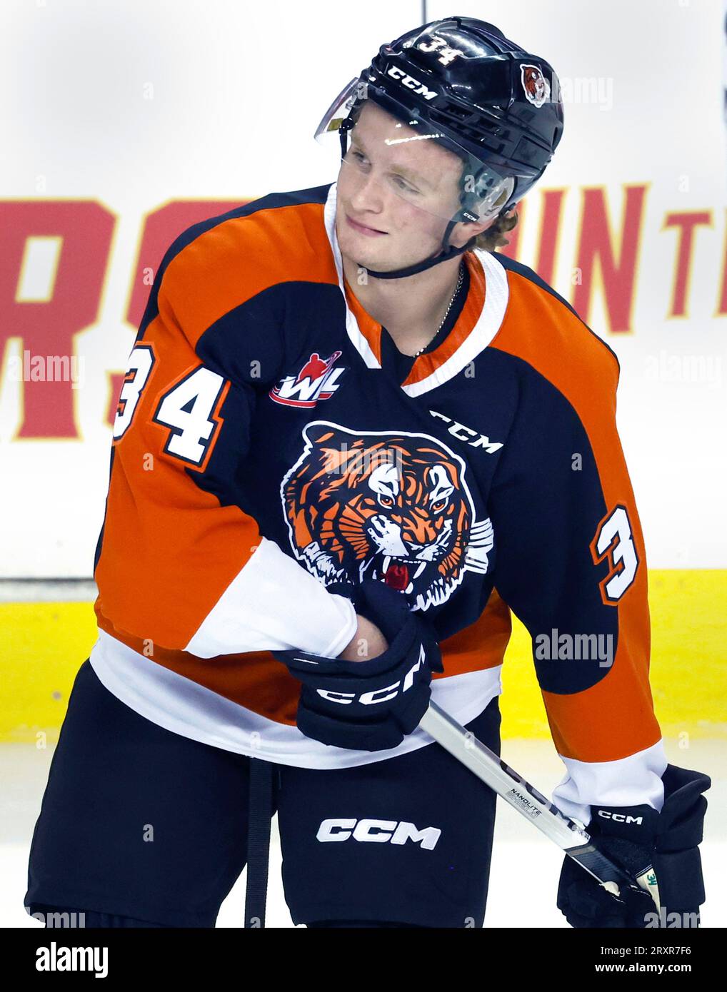 Medicine Hat Tigers player Andrew Basha during a WHL (Western Hockey ...