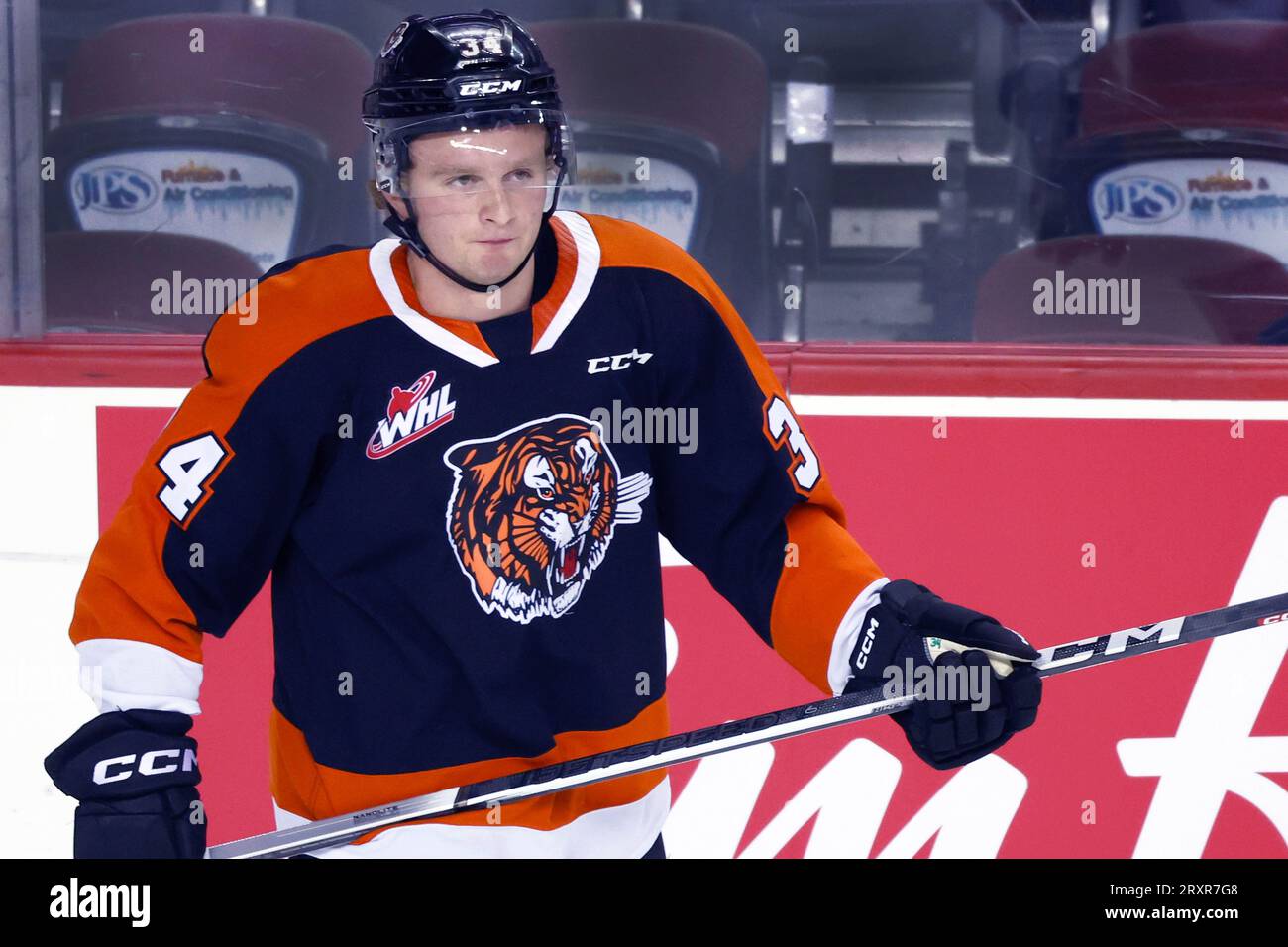 Medicine Hat Tigers player Andrew Basha during a WHL (Western Hockey ...