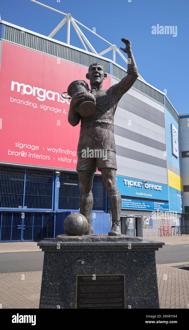 Statue of Frederick Charles Keenor outside Cardiff City Stadium in ...