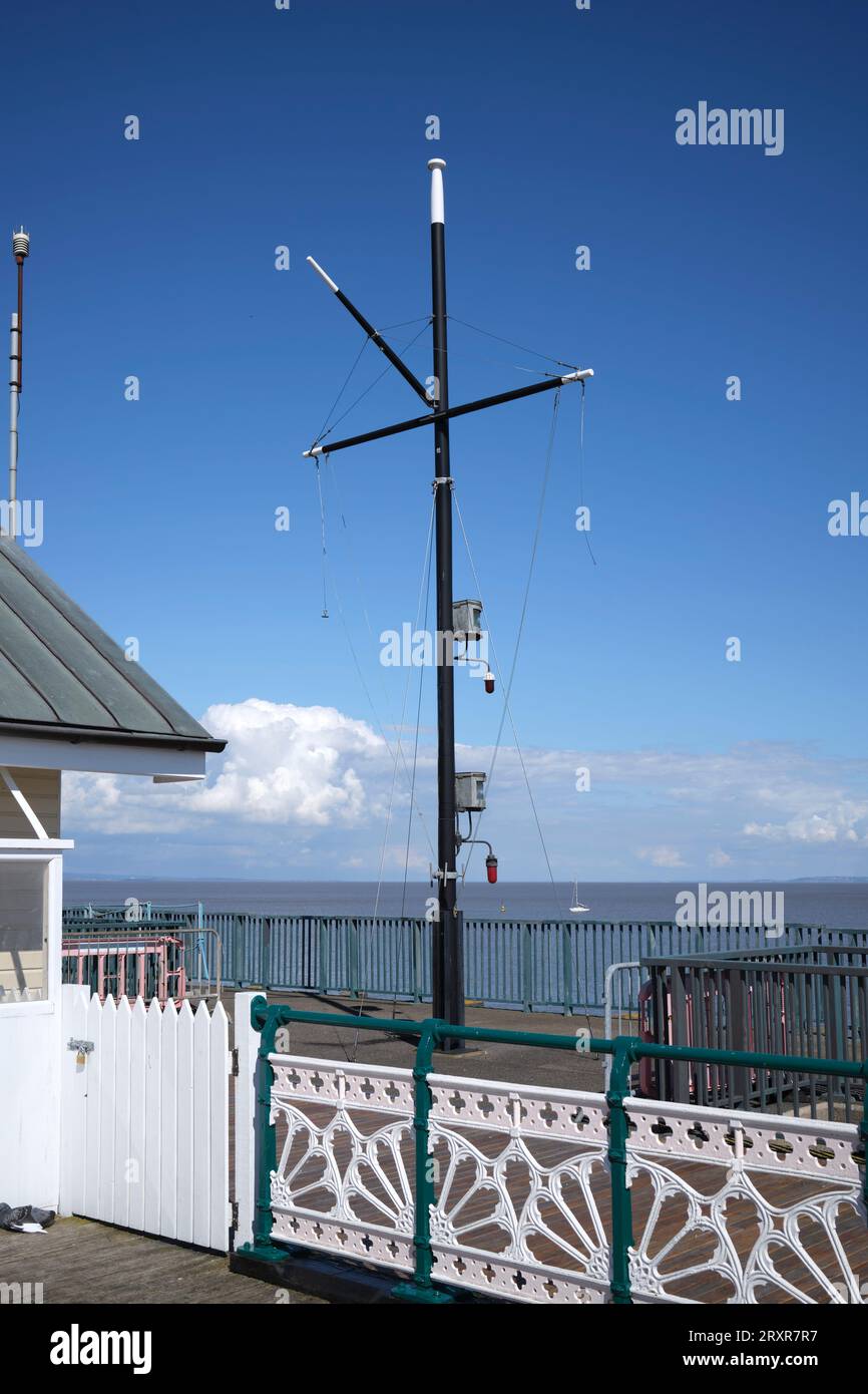 Flag Mast at the end of the Victorian Pier in Penarth South Wales UK ...
