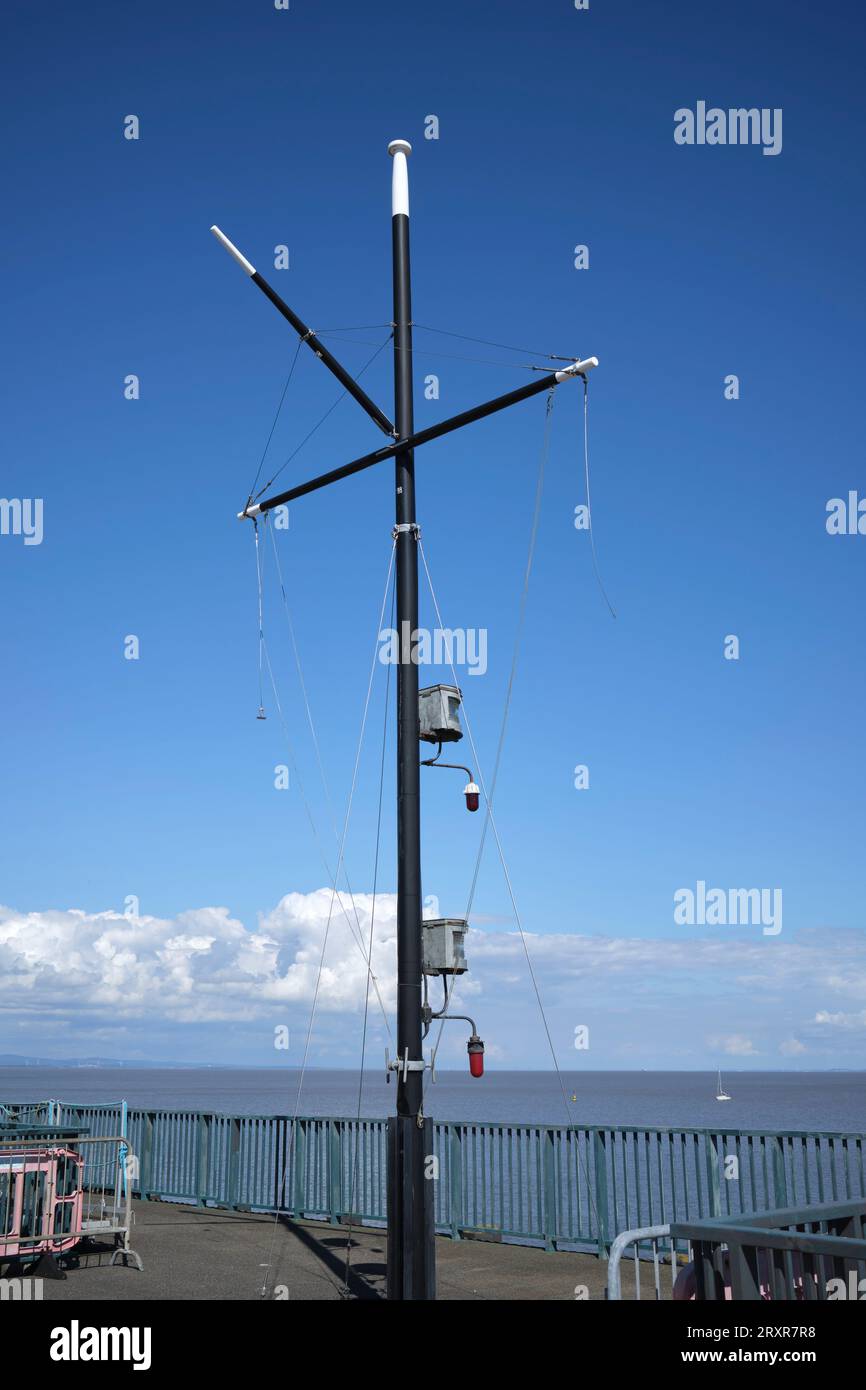 Flag Mast at the end of the Victorian Pier in Penarth South Wales UK ...