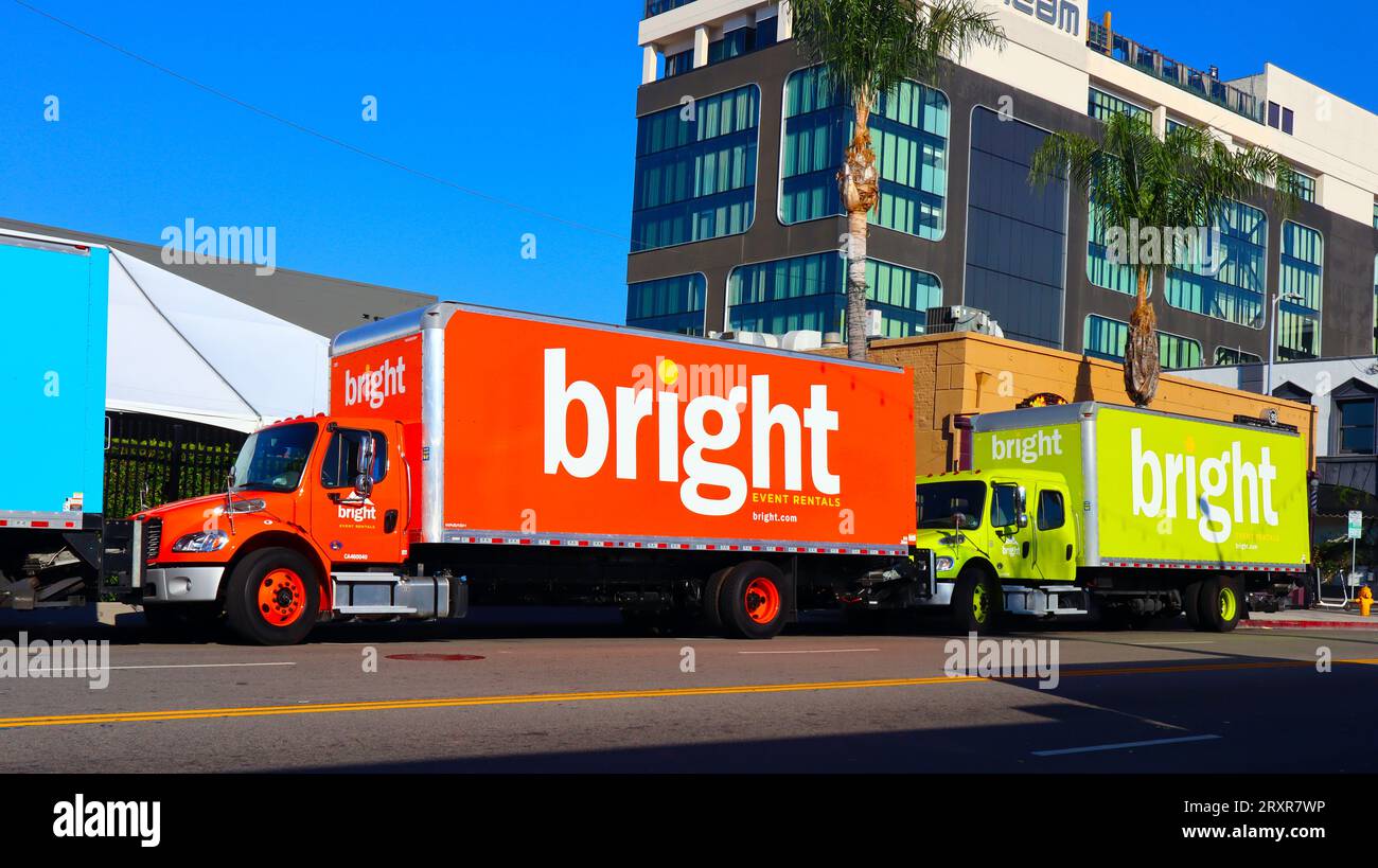 Los Angeles, California: Bright Event Rentals Truck on the street Stock ...