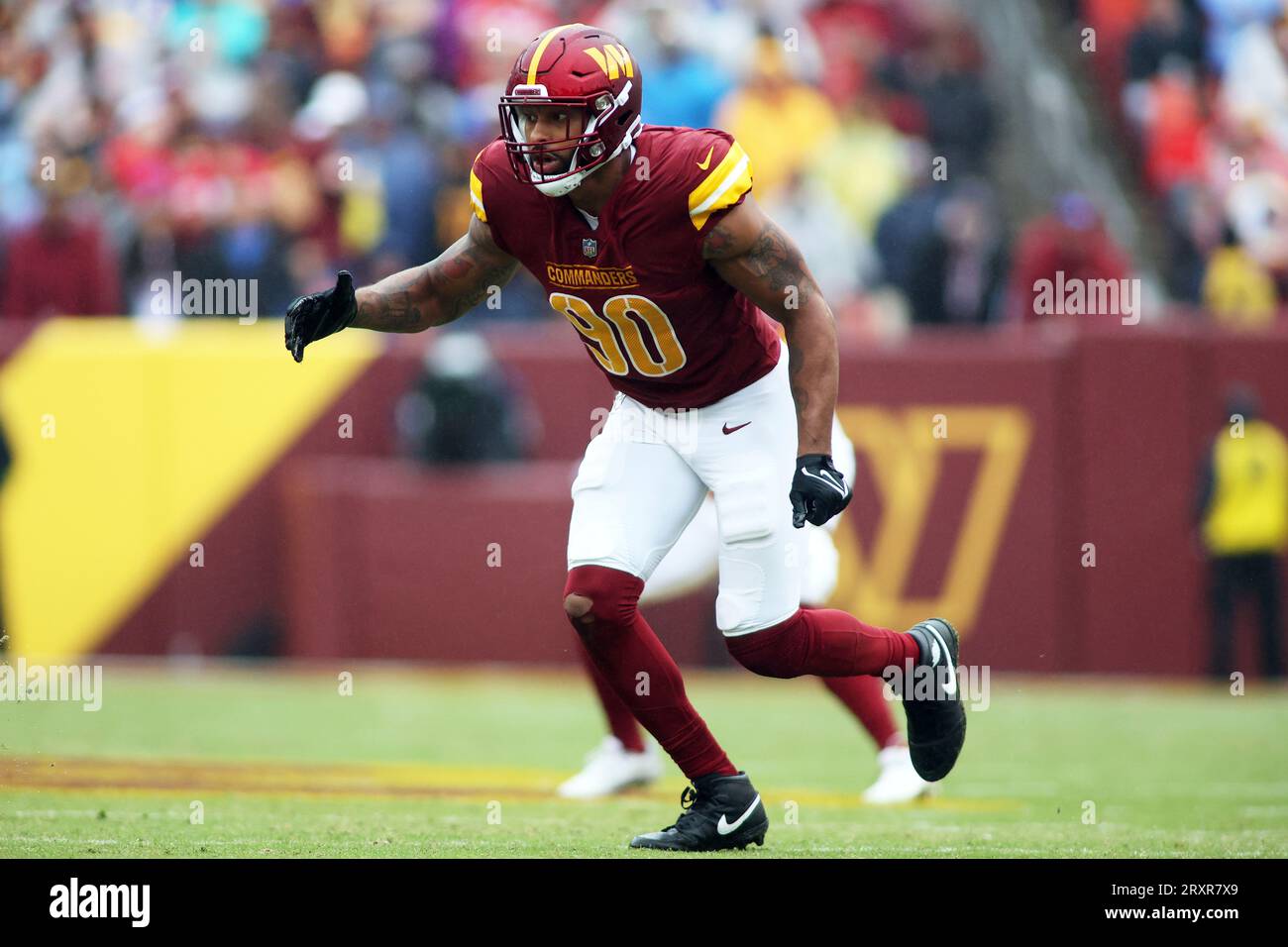 Washington Commanders defensive end Montez Sweat (90) runs during an ...