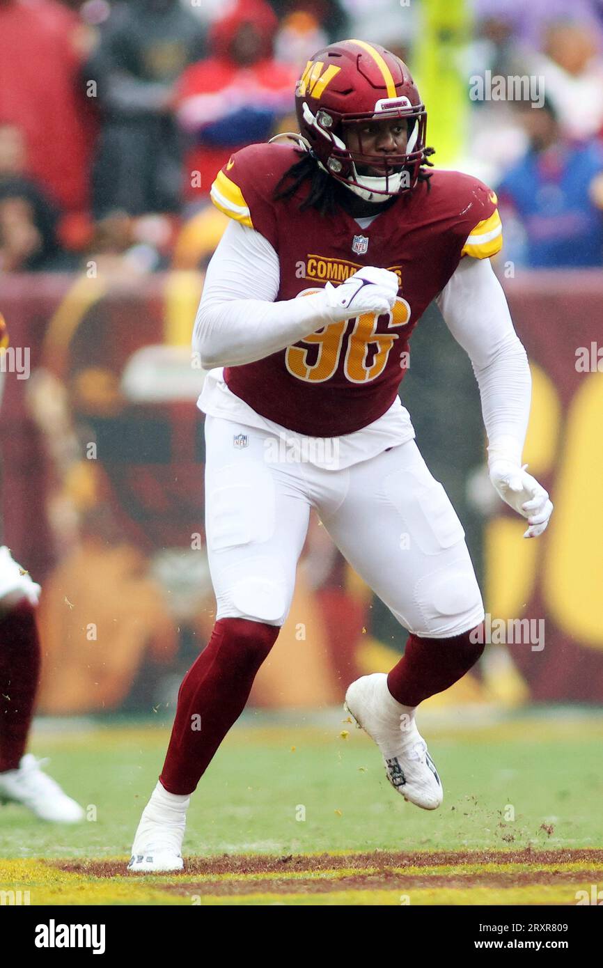 Washington Commanders defensive end James Smith-Williams (96) runs ...
