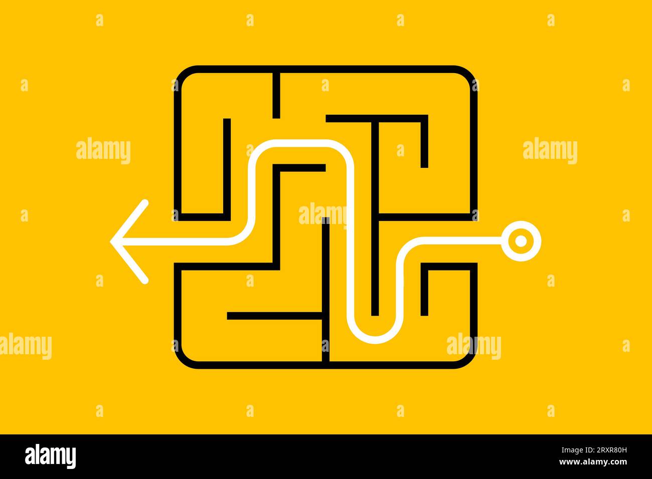 a small labyrinth and the path through it. flat vector illustration ...